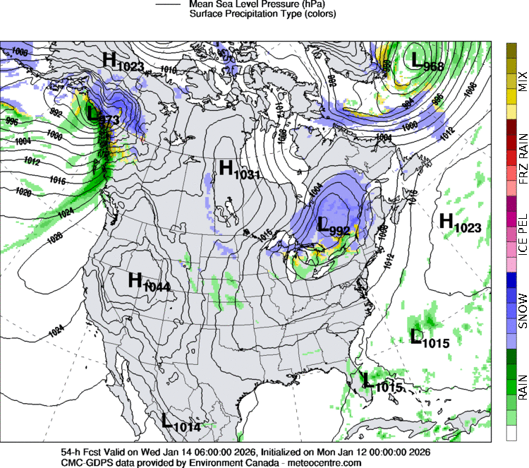 Forecast Maps Explorer / CMC-GDPS / North America | MeteoCentre.com