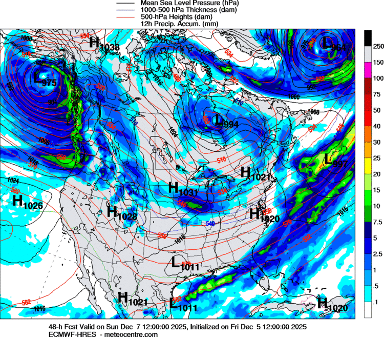 ECMWF-HRES / Panels (clickable) / North America | MeteoCentre.com